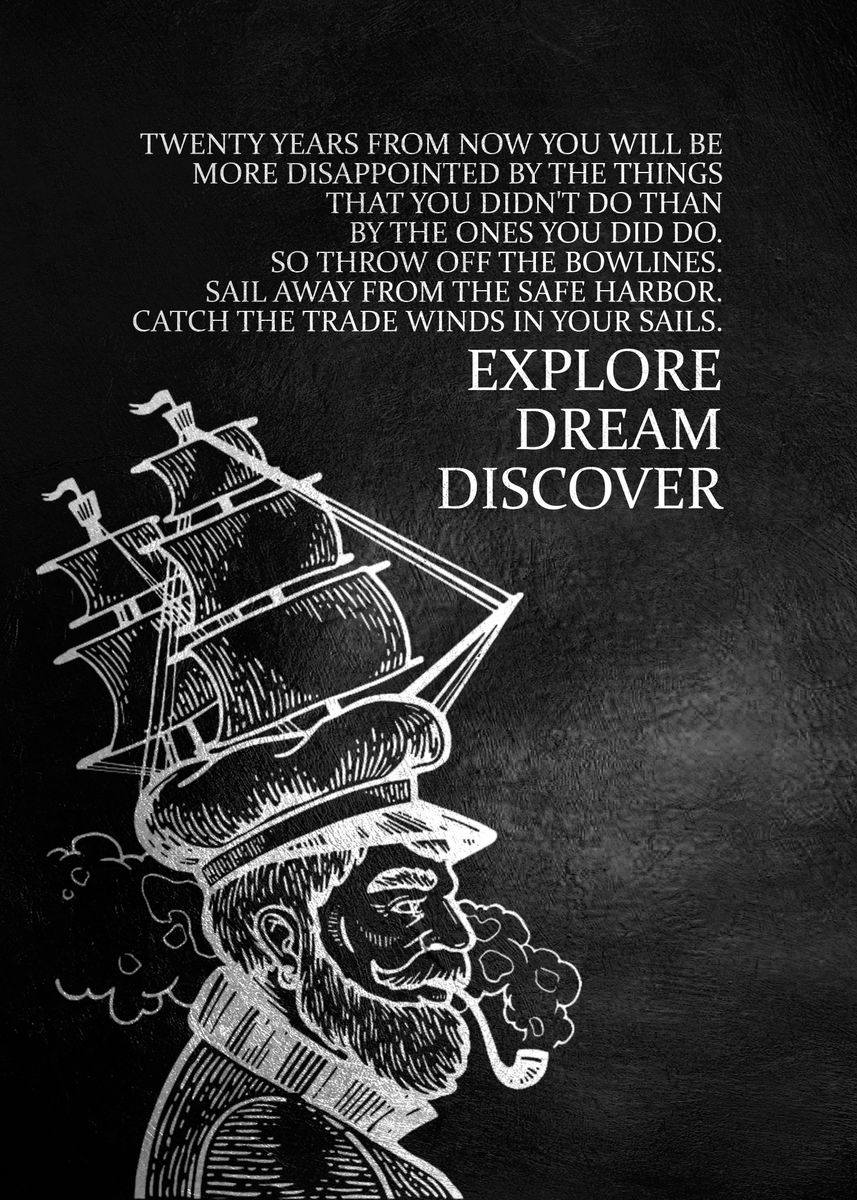 'Explore Dream Discover' Poster, picture, metal print, paint by ...