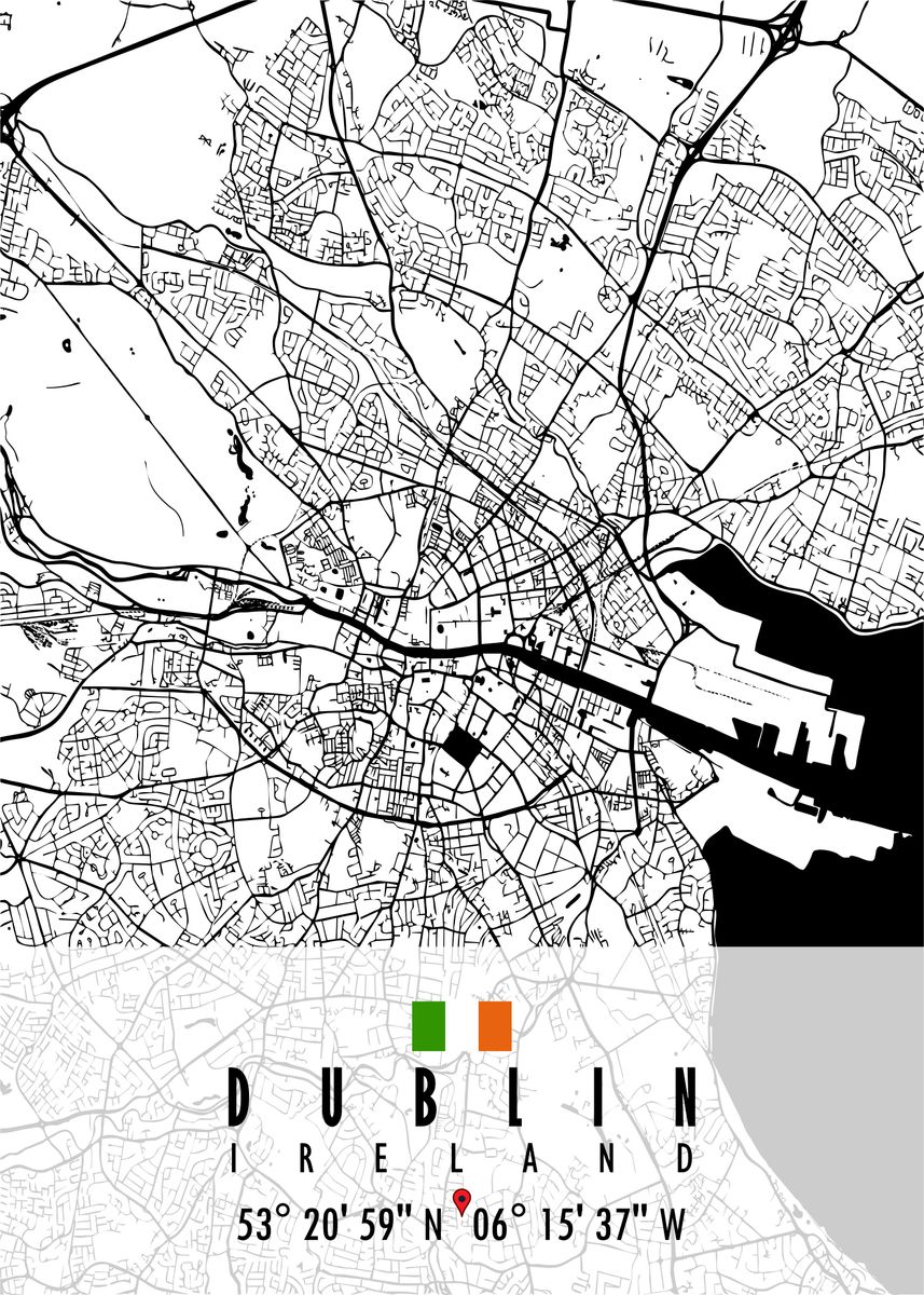 'DUBLIN MAP IRELAND' Poster, picture, metal print, paint by Artistic ...