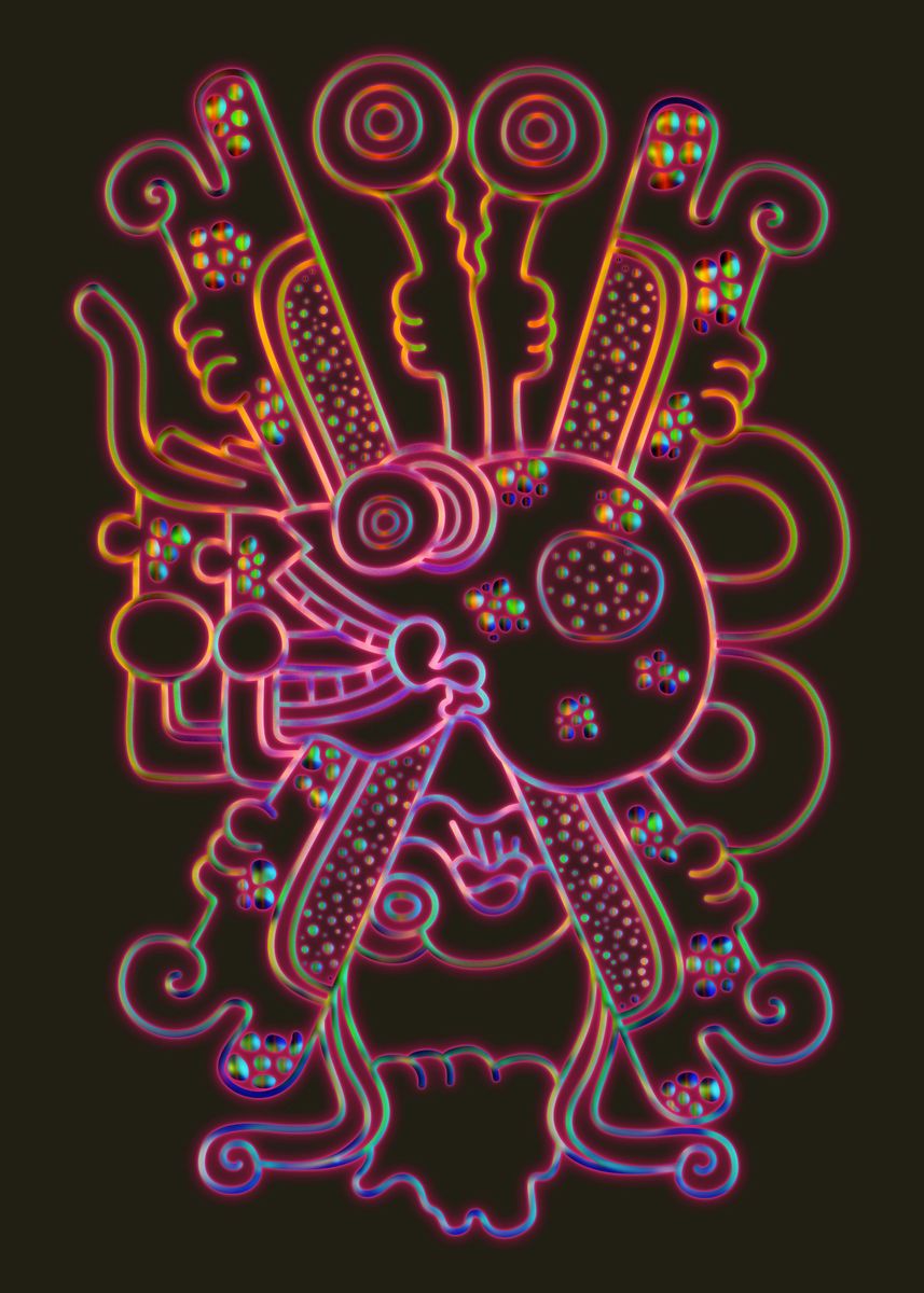 'Aztecs' Poster, picture, metal print, paint by Portokalis | Displate