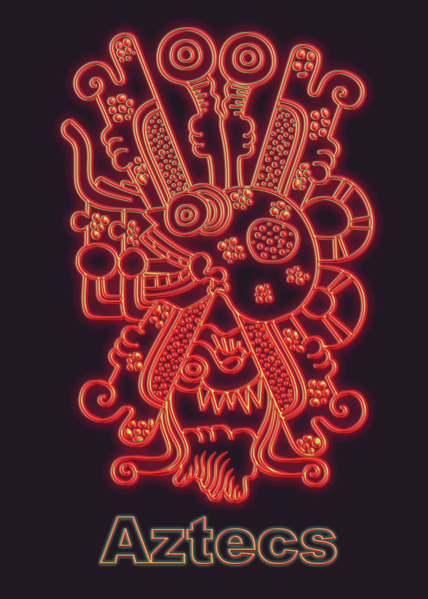 'Aztecs' Poster, picture, metal print, paint by Portokalis | Displate