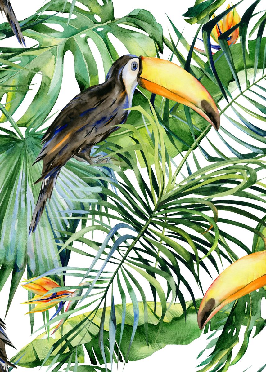 'Watercolor Tropical Pat 14' Poster, picture, metal print, paint by ...