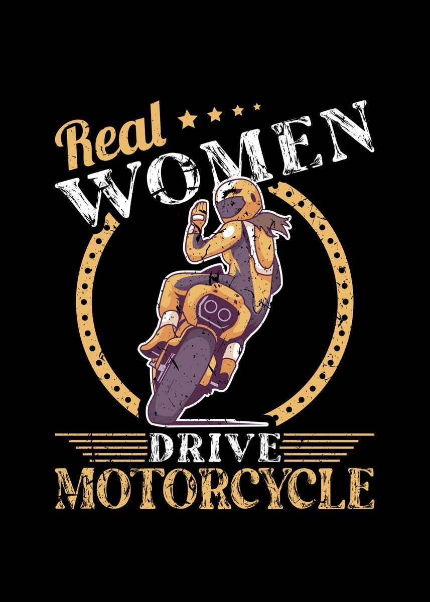 'Motorbike Rider Woman' Poster, picture, metal print, paint by ...