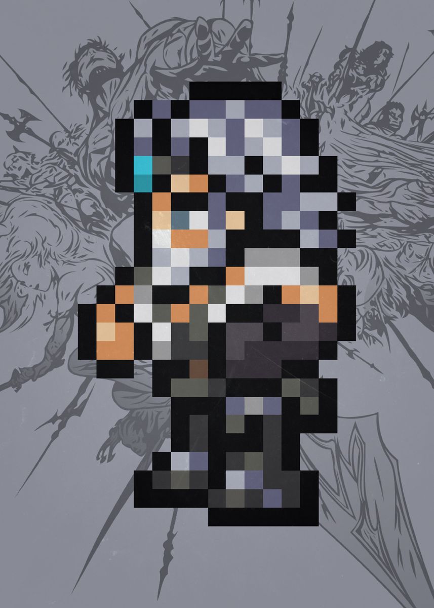 'FF XIV Cid Pixel Sprite' Poster, picture, metal print, paint by Ze ...
