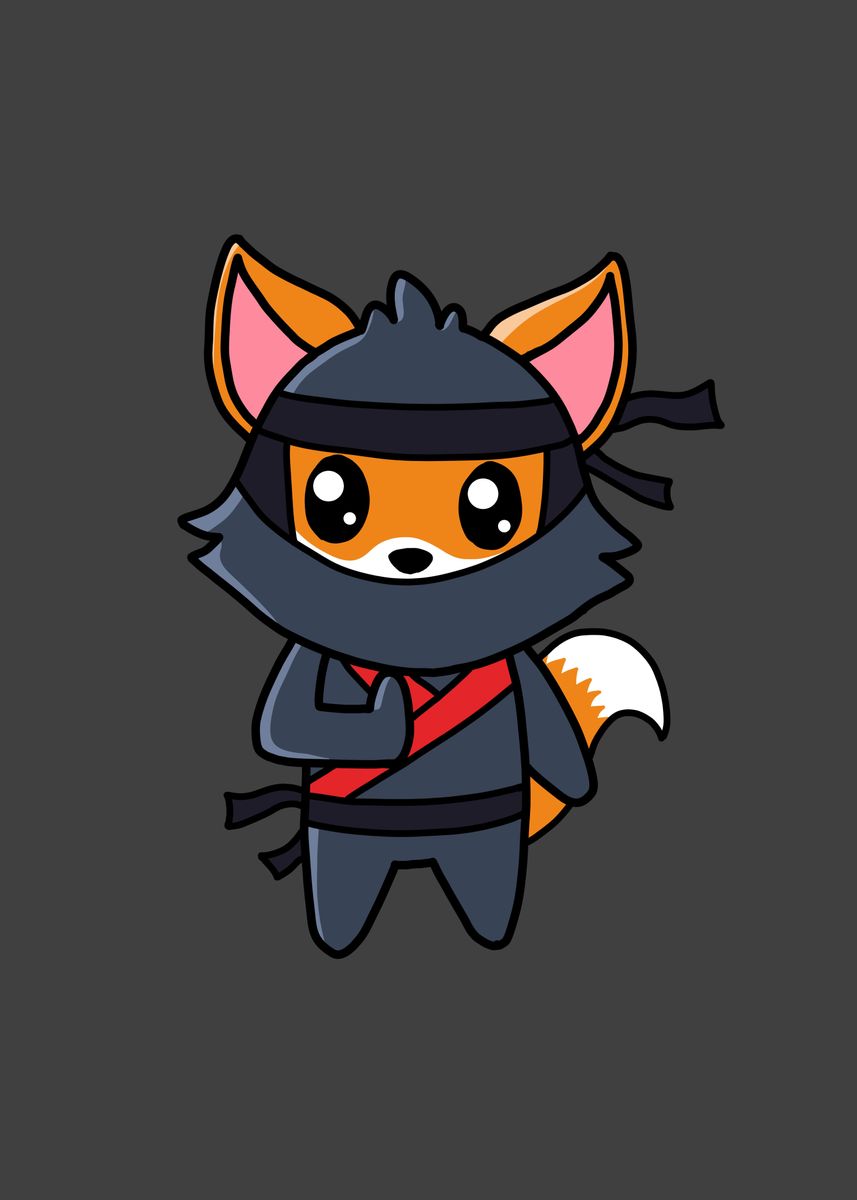 'Fox Ninja' Poster, picture, metal print, paint by Hexor | Displate