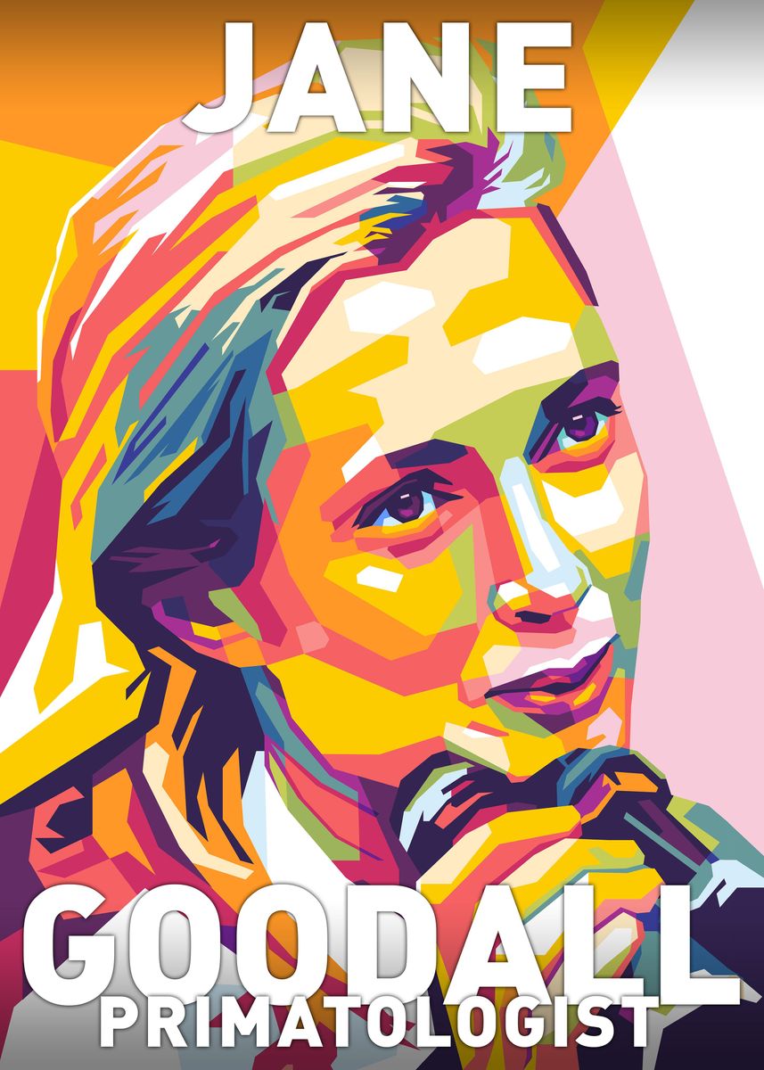 'Jane Goodall' Poster, picture, metal print, paint by Shecience | Displate