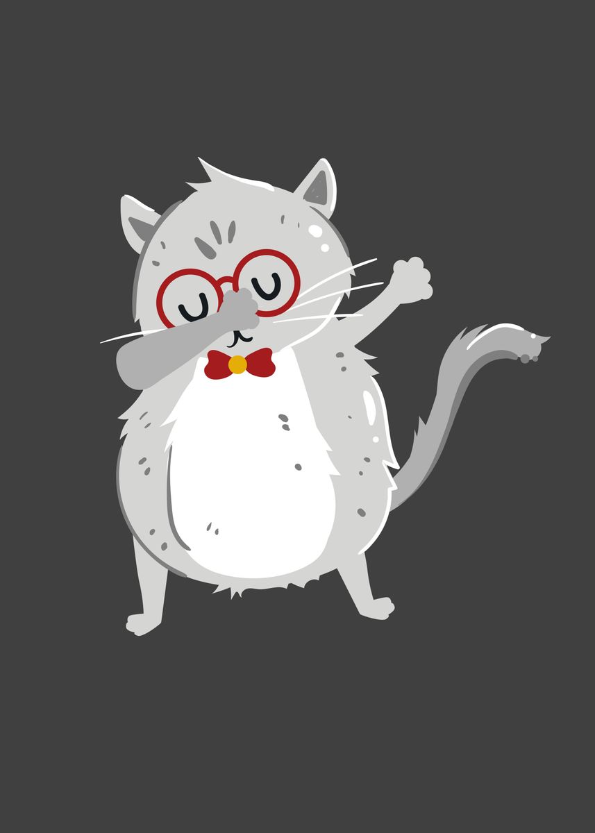 'Dabbing Cat Dab Grey Kitty' Poster, picture, metal print, paint by ...