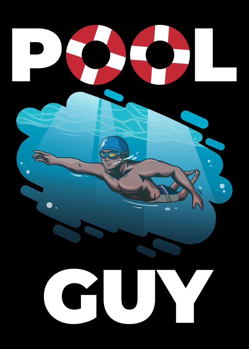 'Pool Guy' Poster, picture, metal print, paint by CatRobot | Displate