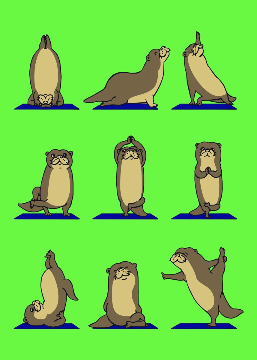 '08 Otter yoga 08' Poster, picture, metal print, paint by Gloria Grant ...