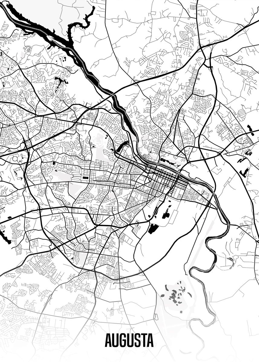 'Augusta white map' Poster, picture, metal print, paint by LUNGHISTE ...