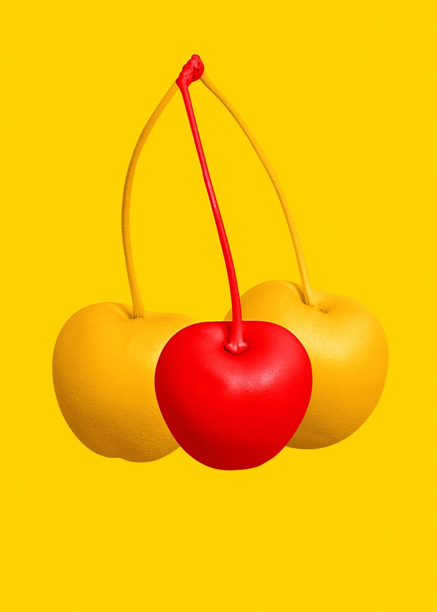 'Three cherry' Poster, picture, metal print, paint by happyantsstudio ...