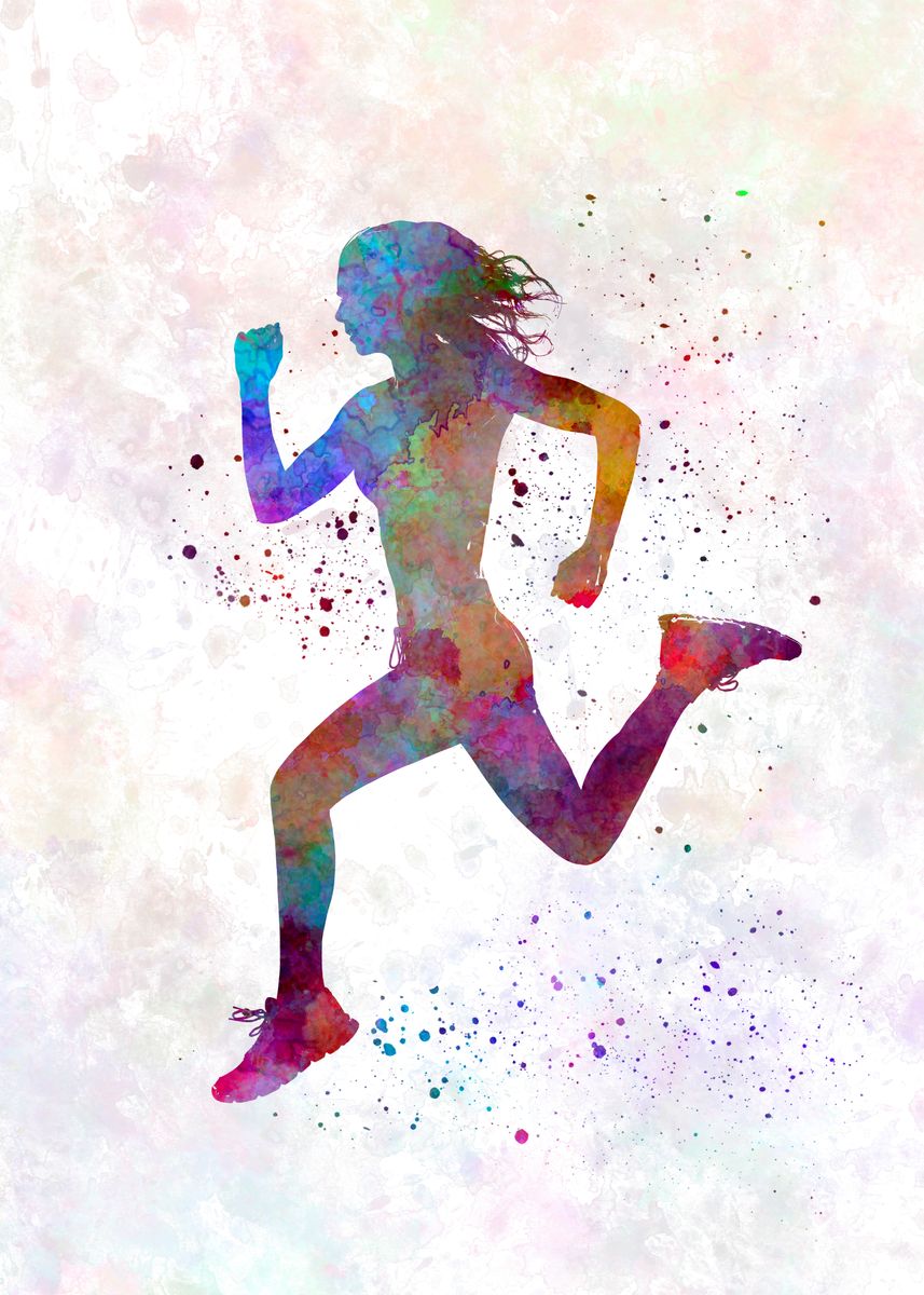 'woman runner running ' Poster, picture, metal print, paint by Cristina ...