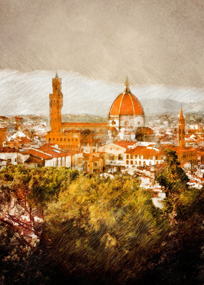 'Italy Firenze' Poster, picture, metal print, paint by JBJart Justyna ...