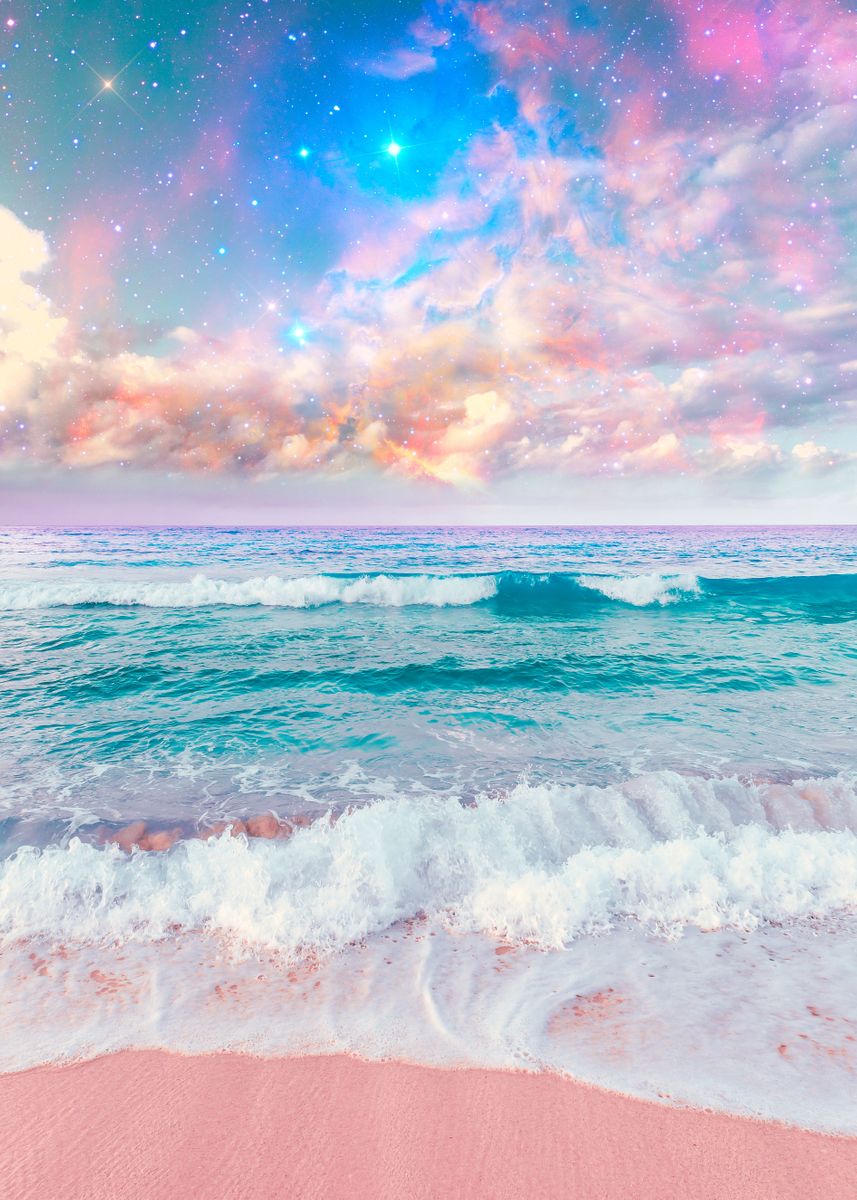 'Colorful Galaxy Ocean' Poster, picture, metal print, paint by Edurne ...