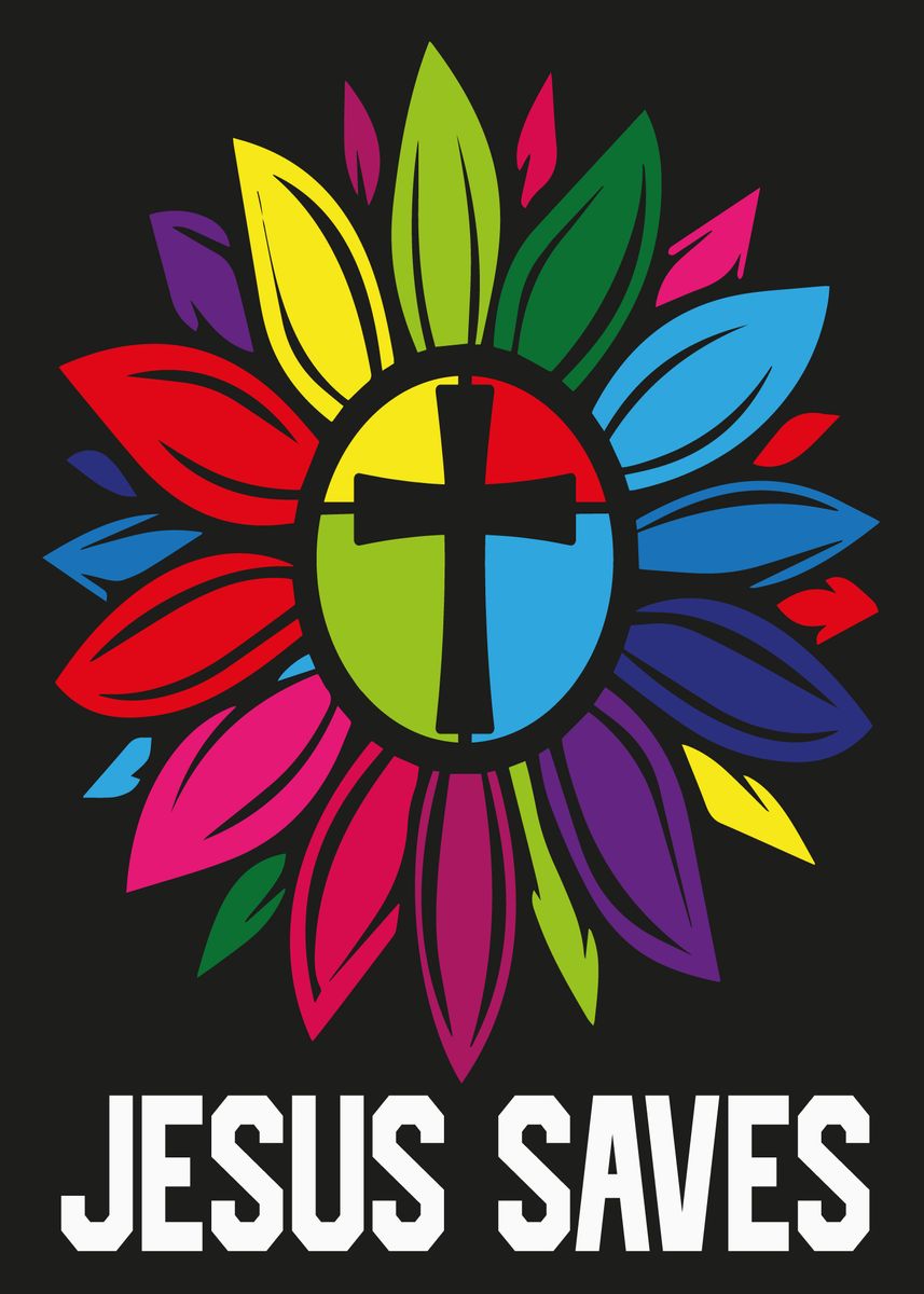 'Jesus Saves' Poster, picture, metal print, paint by Bombdesign | Displate