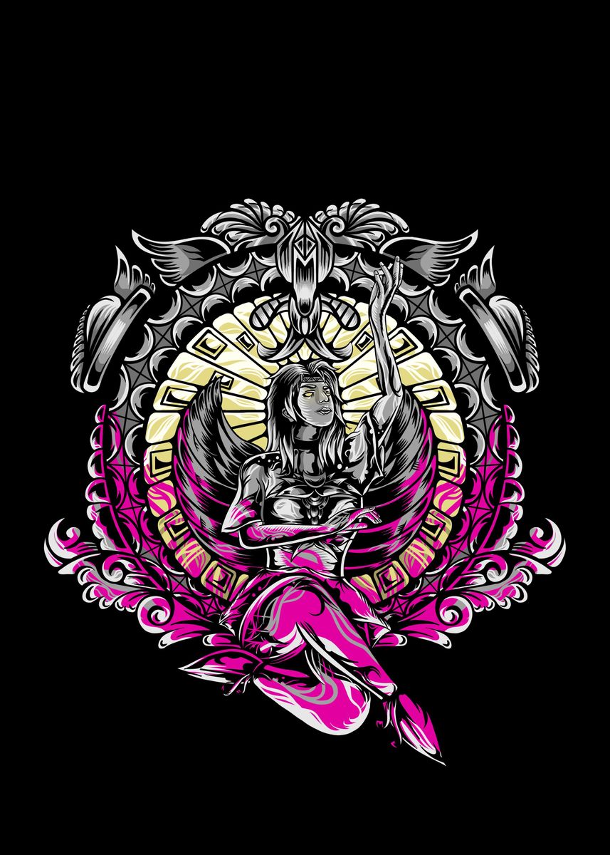 'Winged angel ritual' Poster by Bayuktx Artstudio | Displate