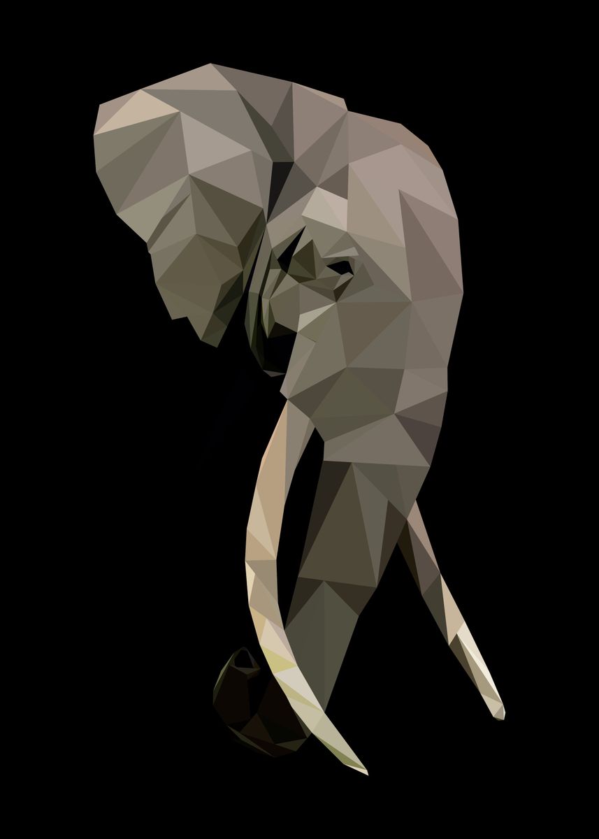 'elephant low poly art' Poster, picture, metal print, paint by Green ...
