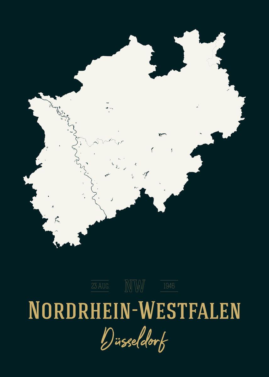 'Nordrhein Westfalen Map' Poster, picture, metal print, paint by ...