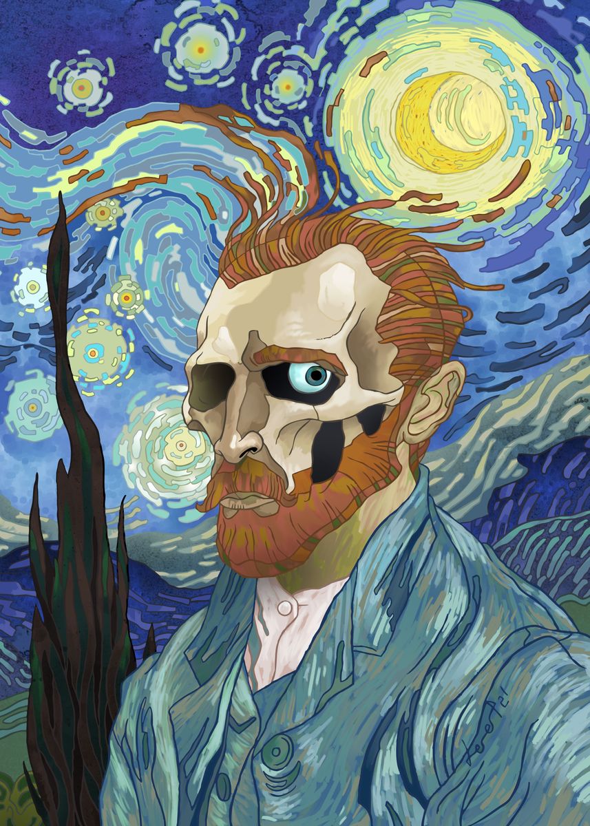 'Van Gogh skull' Poster, picture, metal print, paint by Jatuchoti ...