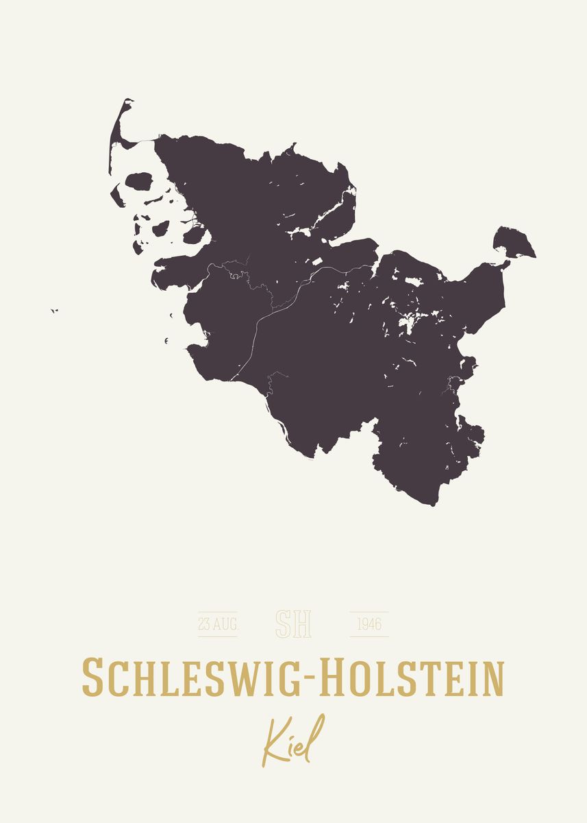 'Schleswig Holstein Map' Poster, picture, metal print, paint by ...