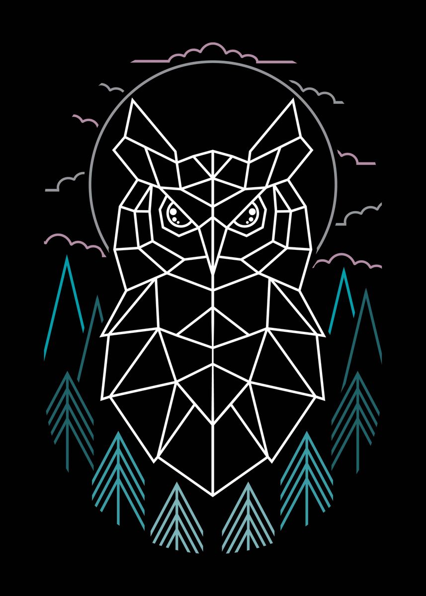 'The Owl Geometry ' Poster, picture, metal print, paint by jun salazar ...
