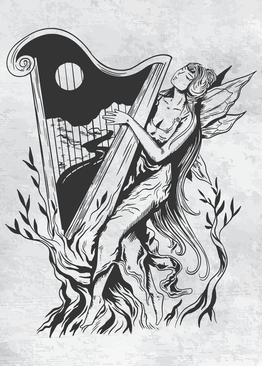 'Fairy Harp Dark Art' Poster by StonerPlates | Displate