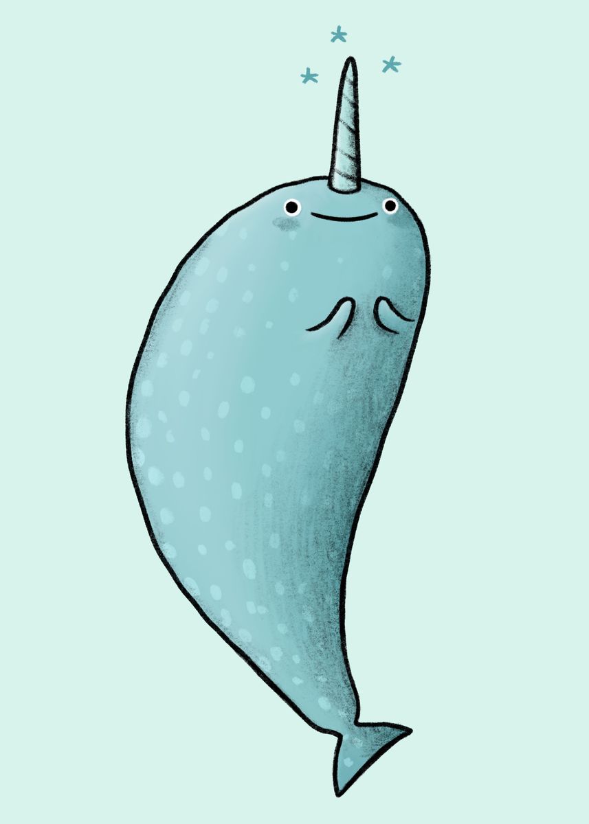 'Happy Narwhal' Poster, picture, metal print, paint by Sophie Corrigan ...
