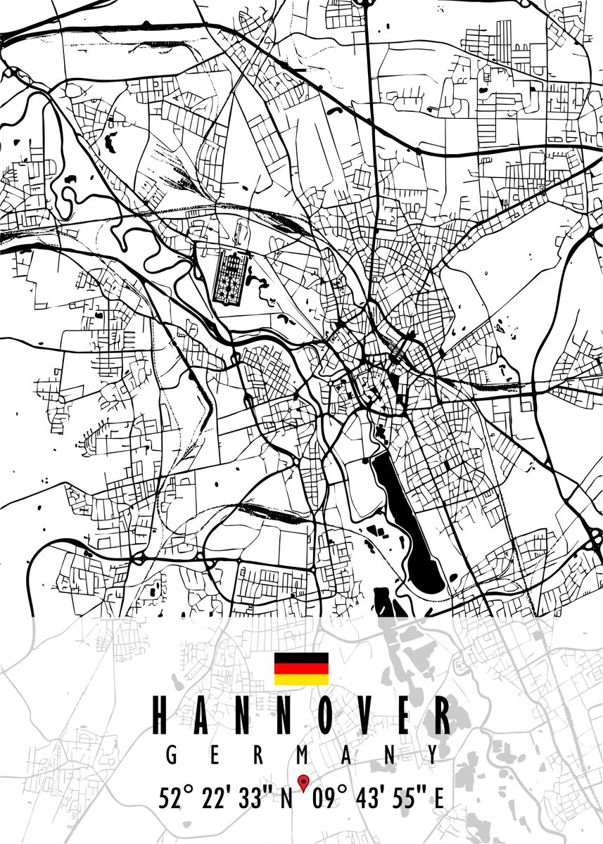 'HANNOVER MAP GERMANY' Poster by Artistic Paradigms | Displate