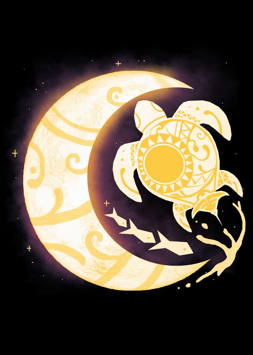 'Turtle Moon' Poster, picture, metal print, paint by Valentina Fabbri ...
