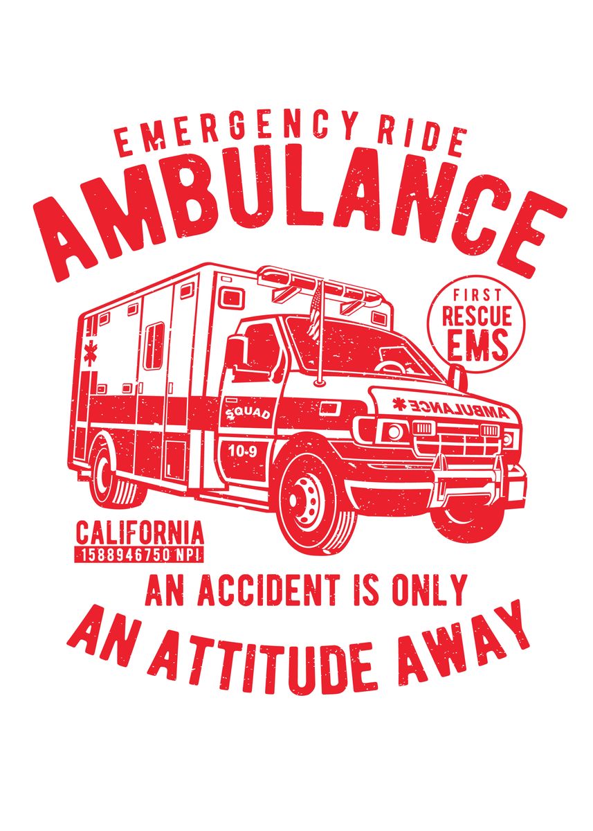 'Emergency Ride Ambulance' Poster, picture, metal print, paint by ...