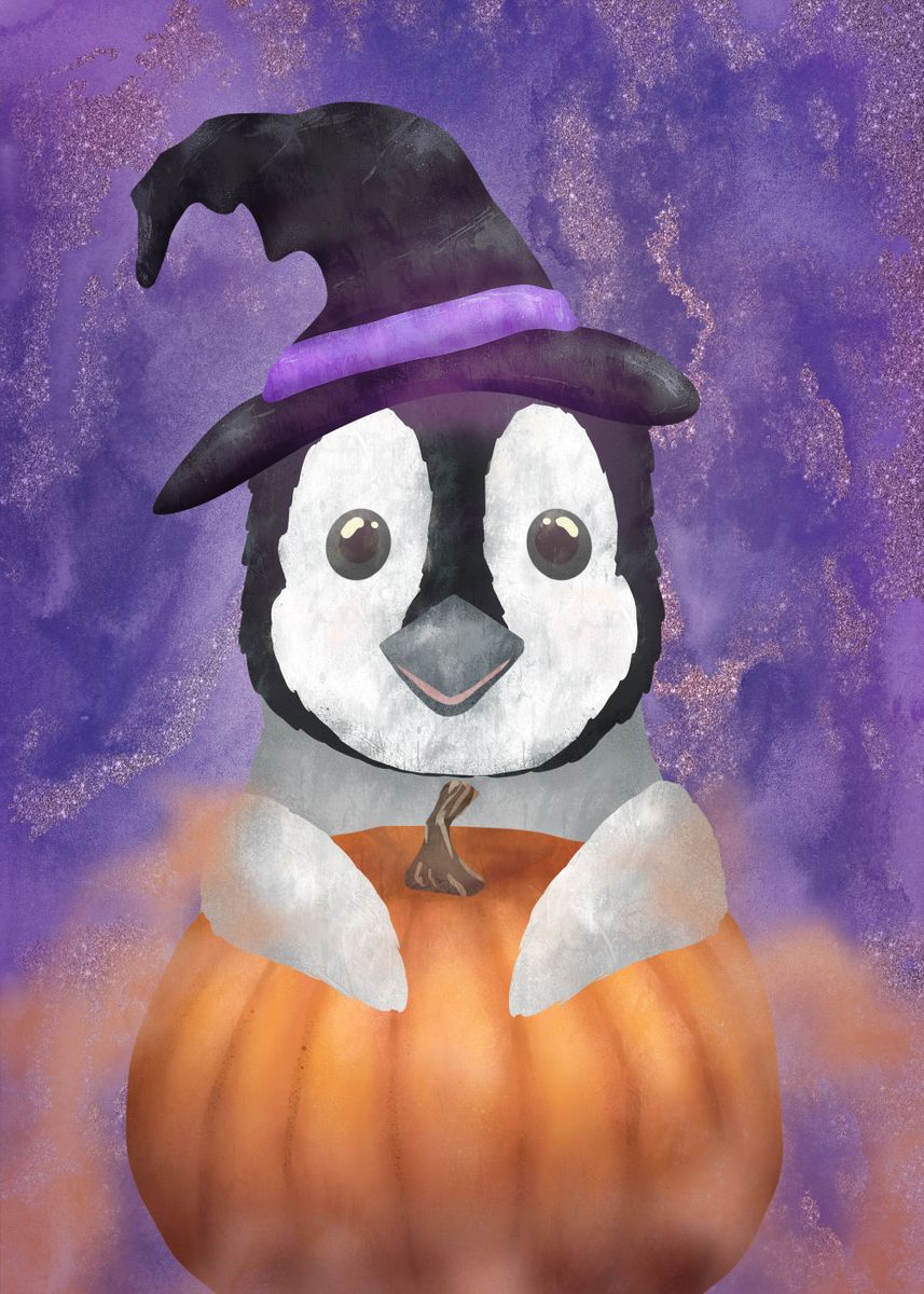 'Penguin Halloween Party' Poster by XandYart | Displate