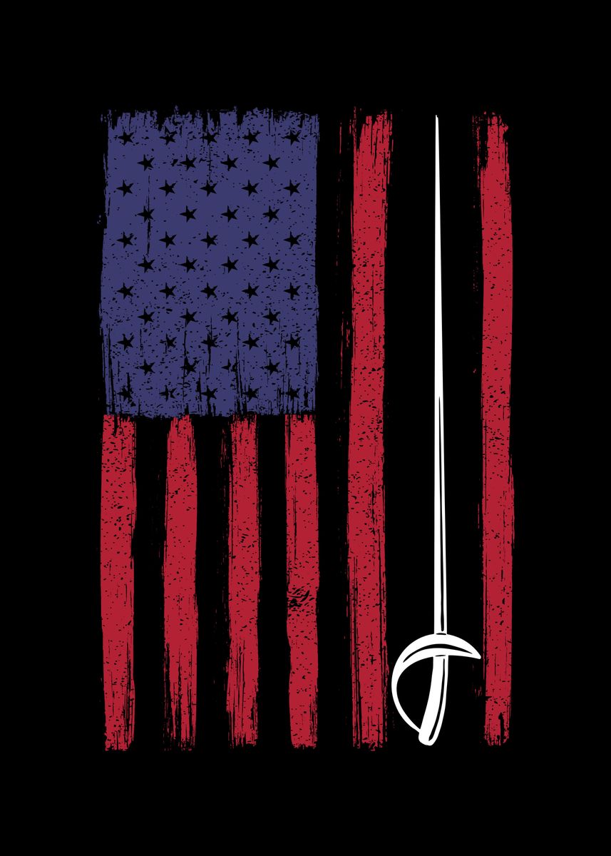 'US Flag Sword Sabre' Poster, picture, metal print, paint by Phil ...