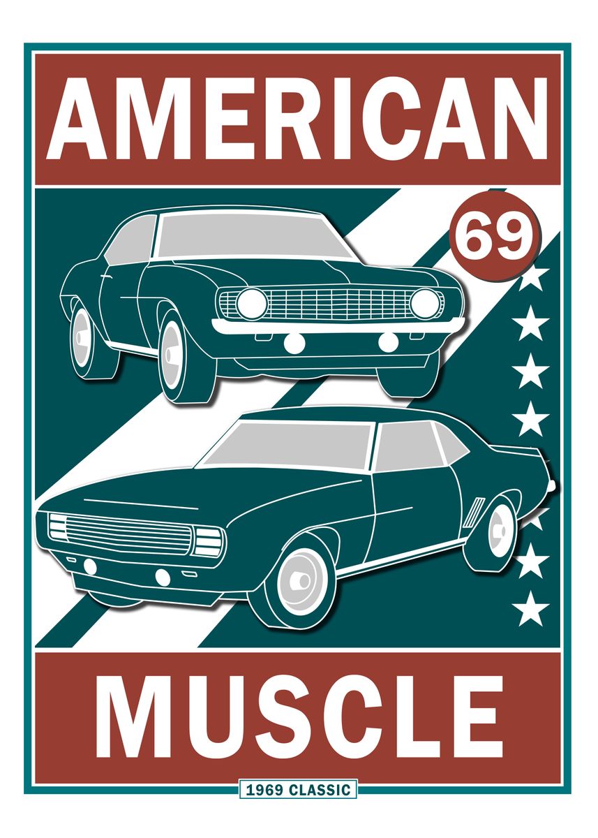 'Classic American Muscle' Poster, picture, metal print, paint by ...