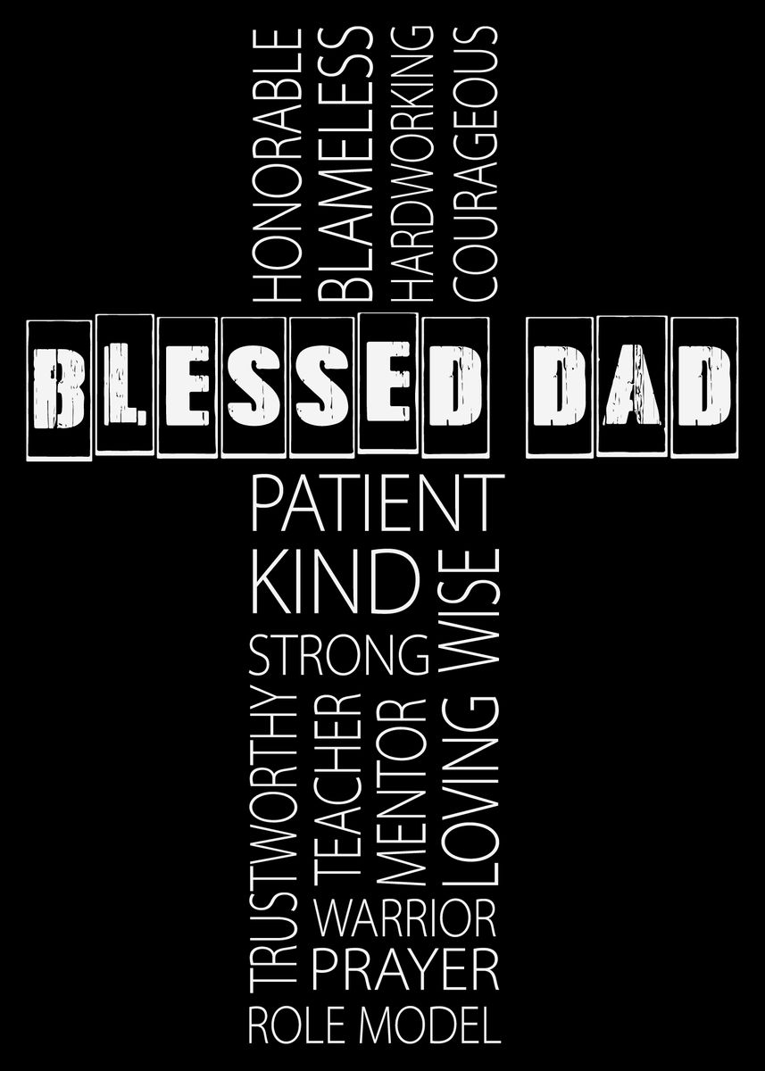 'Dad Blessed Dad Fathers' Poster, picture, metal print, paint by ...