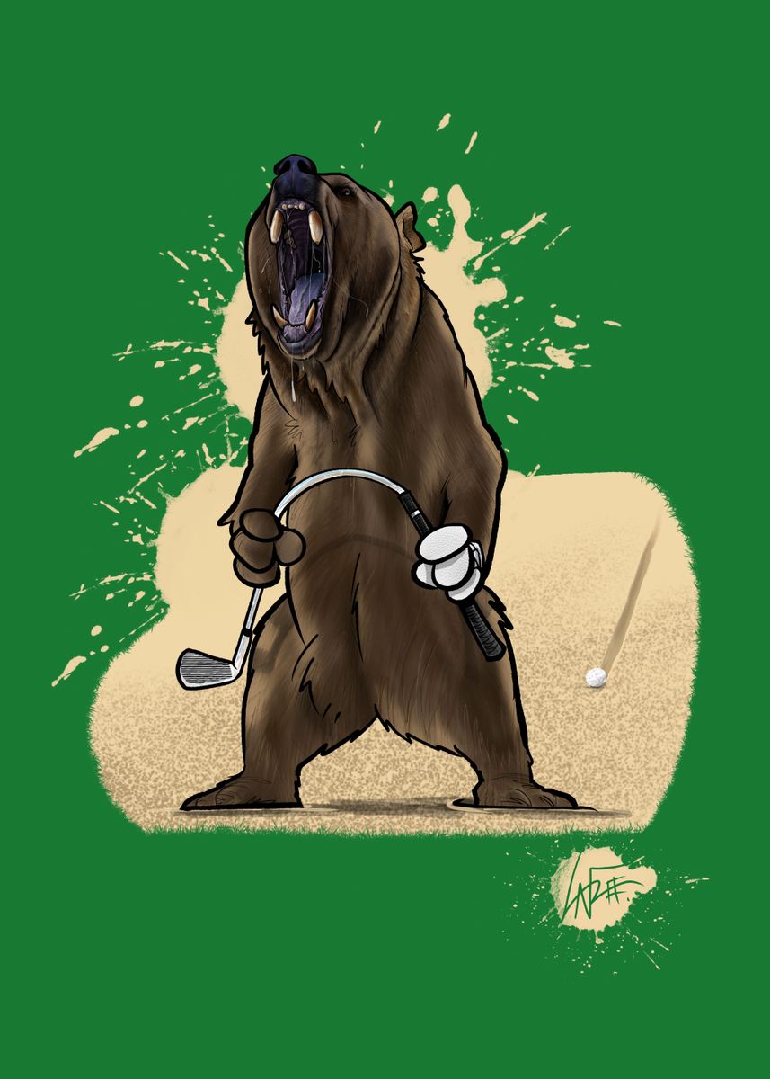 'Bogey Bear' Poster, picture, metal print, paint by John LaFree | Displate