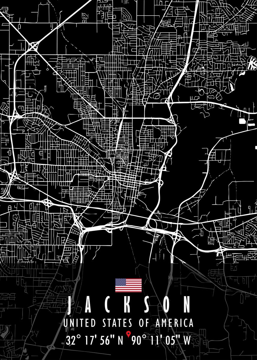 'JACKSON MAP USA' Poster, picture, metal print, paint by Artistic ...