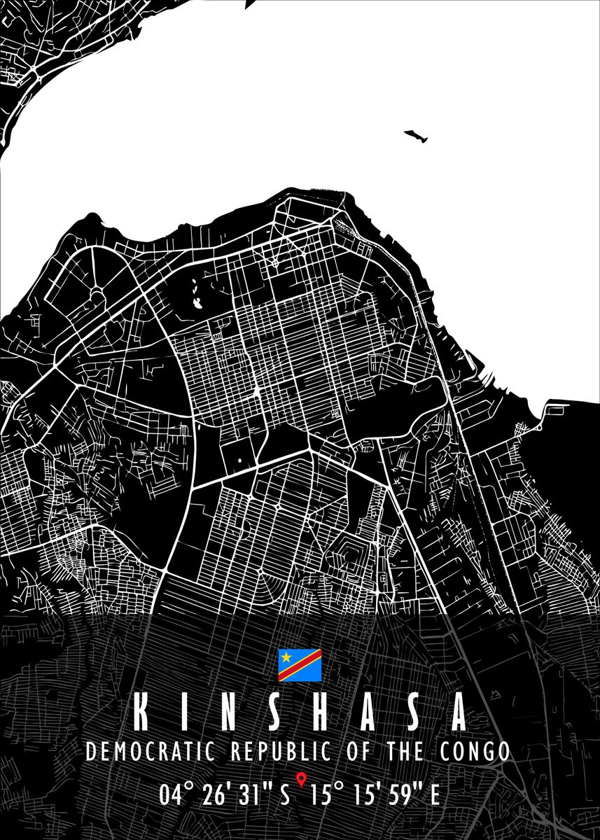 'KINSHASA MAP CONGO' Poster, picture, metal print, paint by Artistic ...