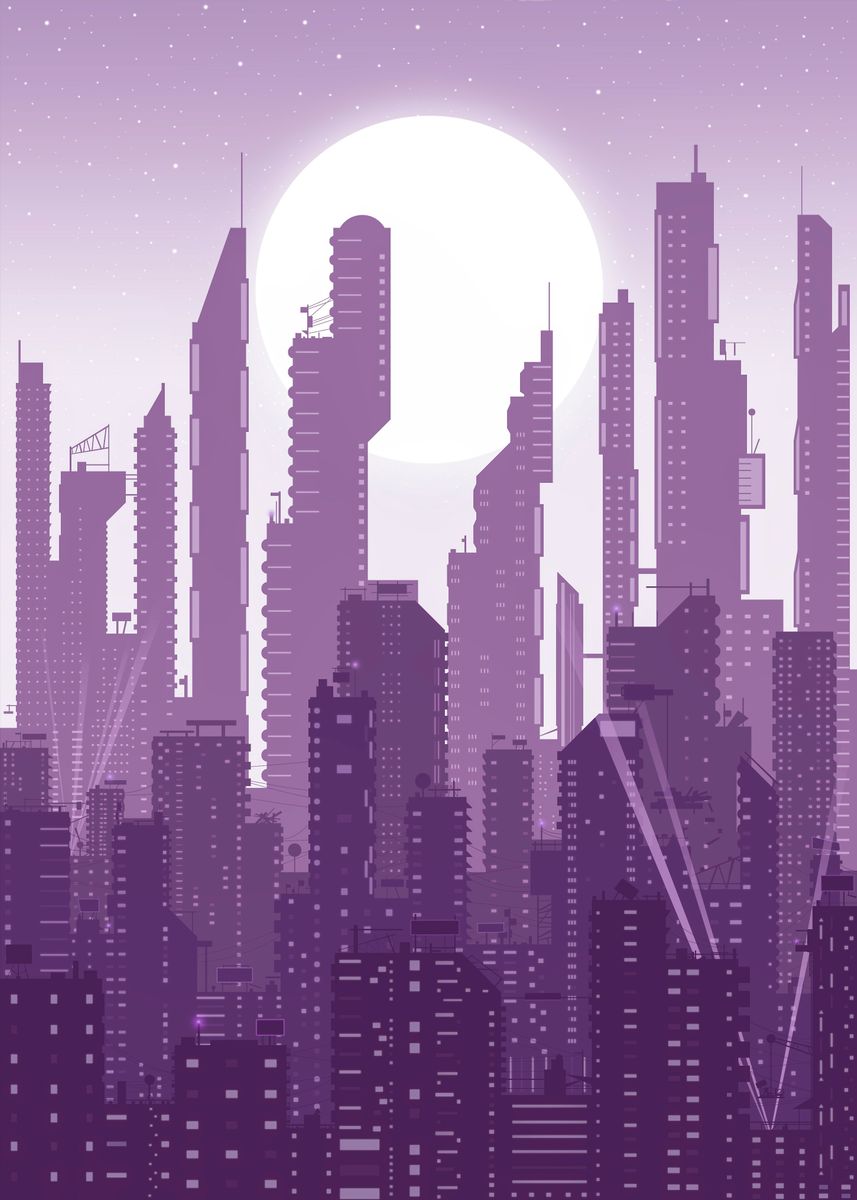 'Purple City' Poster, picture, metal print, paint by Mihai Catalin ...