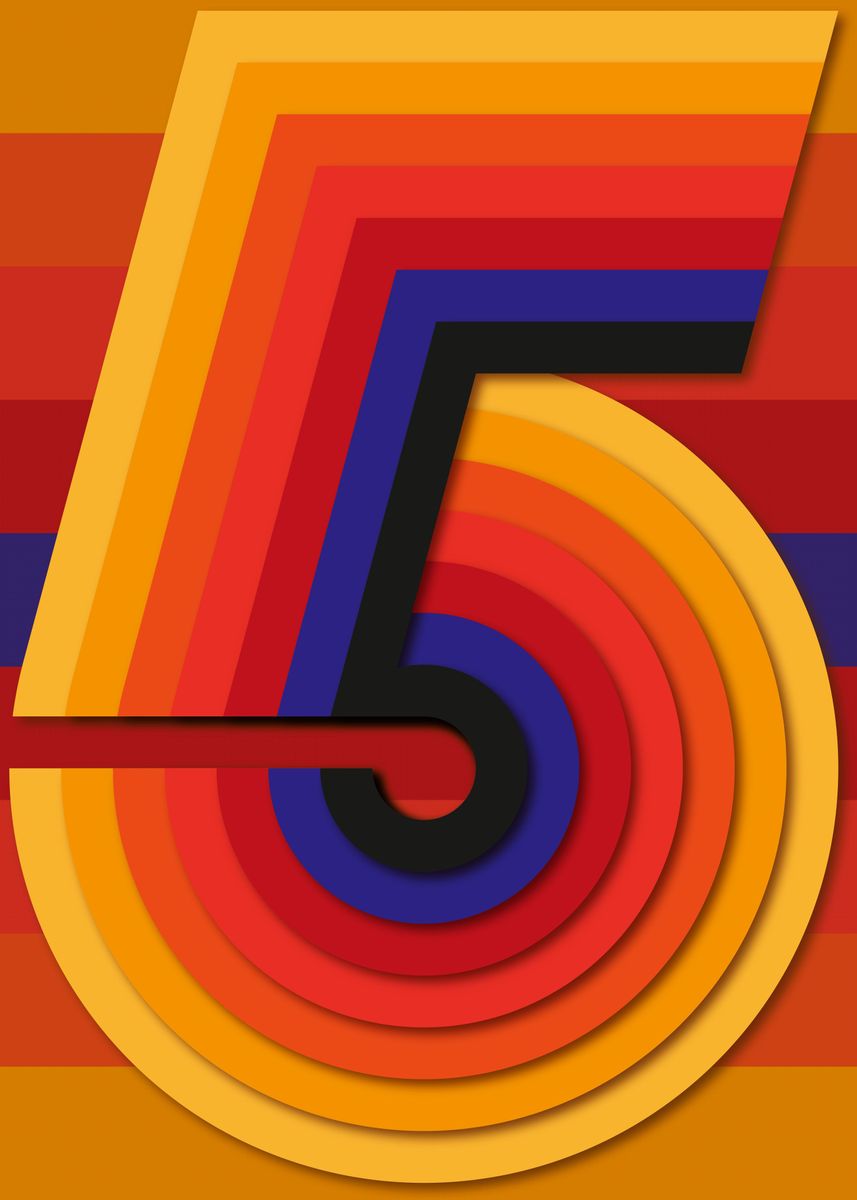 'Retro Number 5' Poster, picture, metal print, paint by arymis100 ...