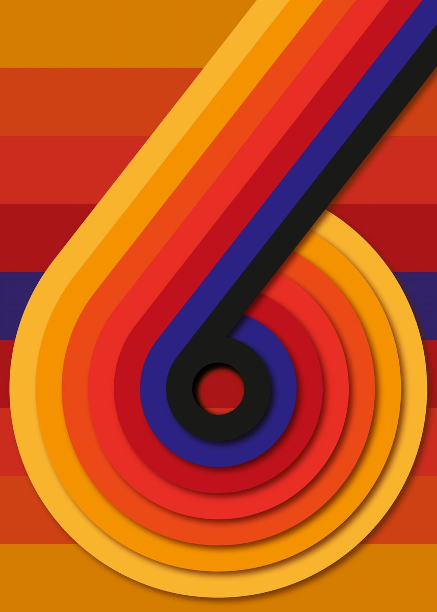 'Retro Number 6' Poster by Kathrin McCain | Displate