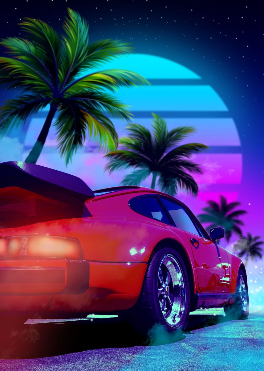 'Red Car' Poster, picture, metal print, paint by Ziartz Poster | Displate