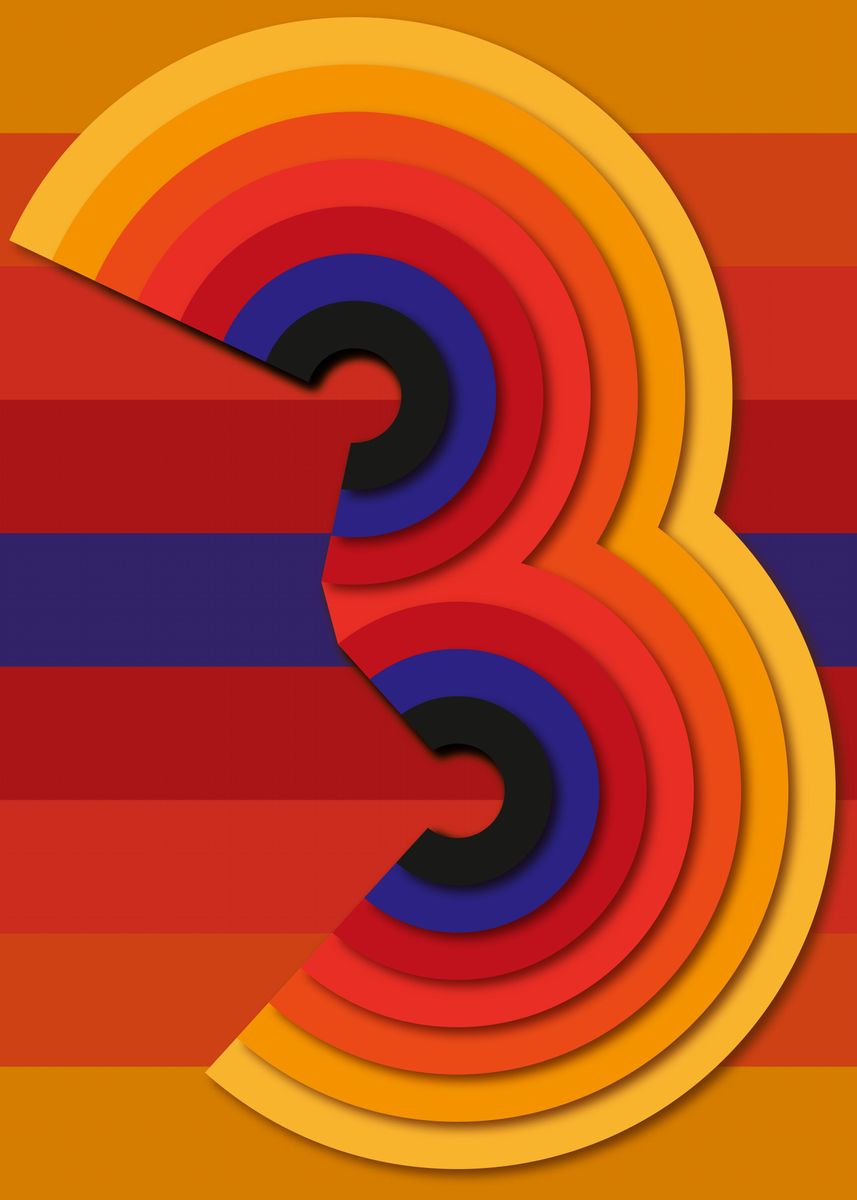 'Retro Number 3' Poster, picture, metal print, paint by arymis100 ...