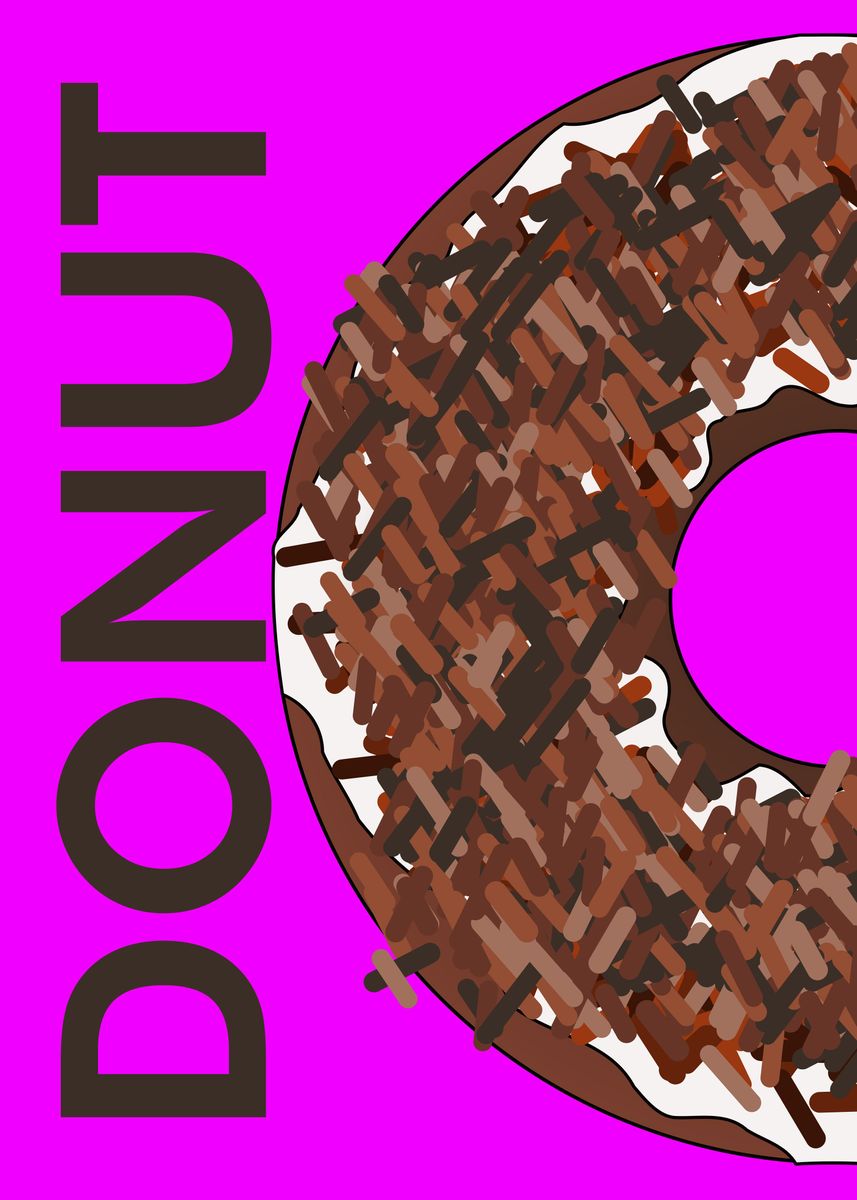 'CHOCOLATE DONUT PINK' Poster, picture, metal print, paint by Atomic ...