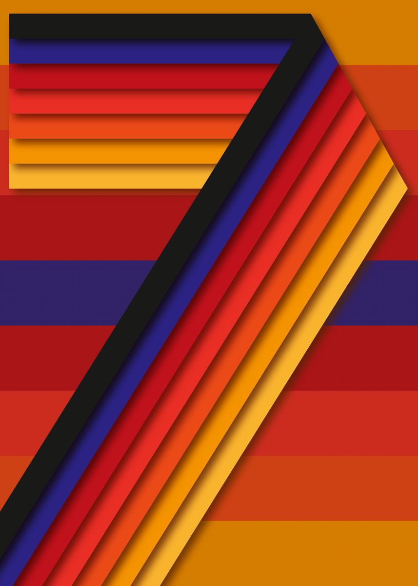 'Retro Number 7' Poster, picture, metal print, paint by Kathrin McCain ...