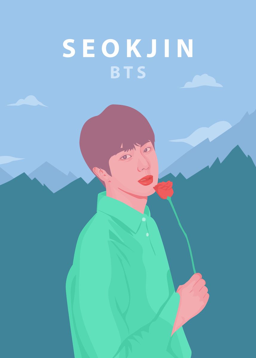 'BTS WWH JIN' Poster, picture, metal print, paint by ShuaHan | Displate