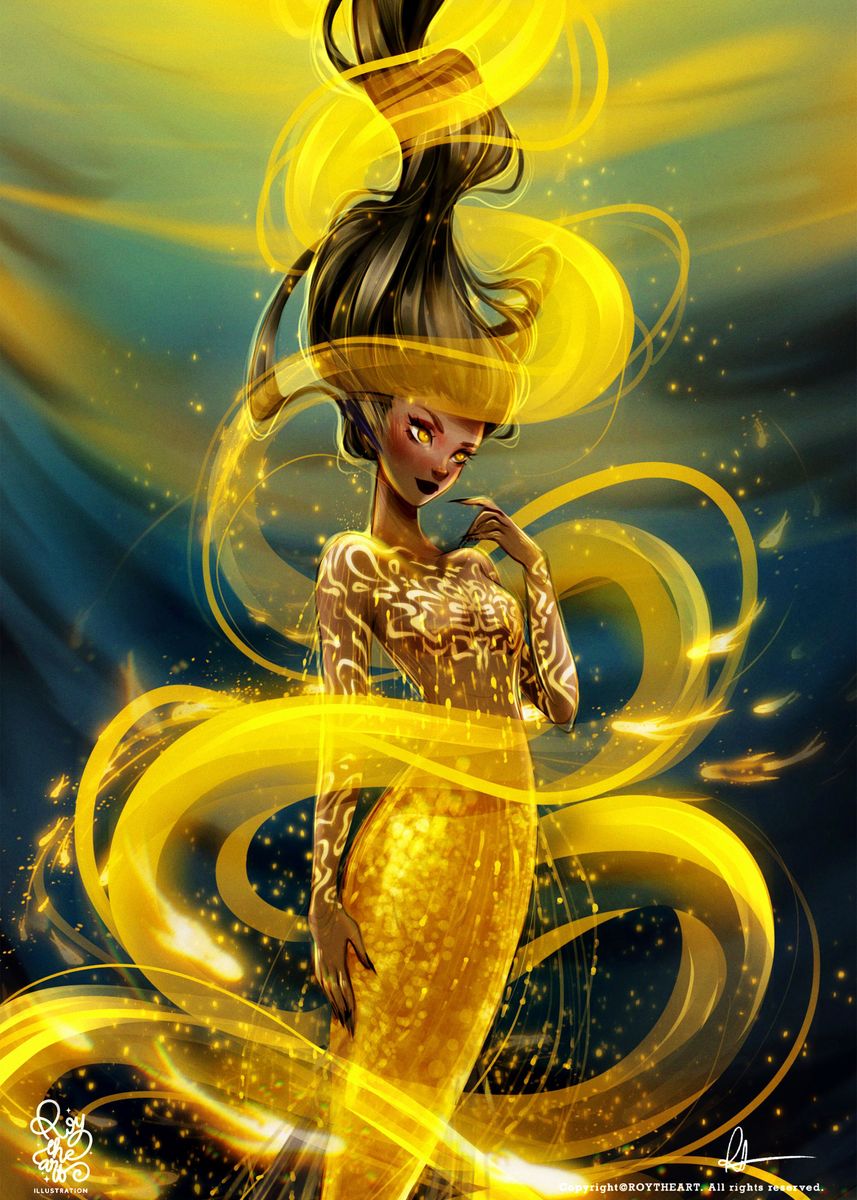 'GOLDEN GLOW' Poster, picture, metal print, paint by ROY THE ART | Displate