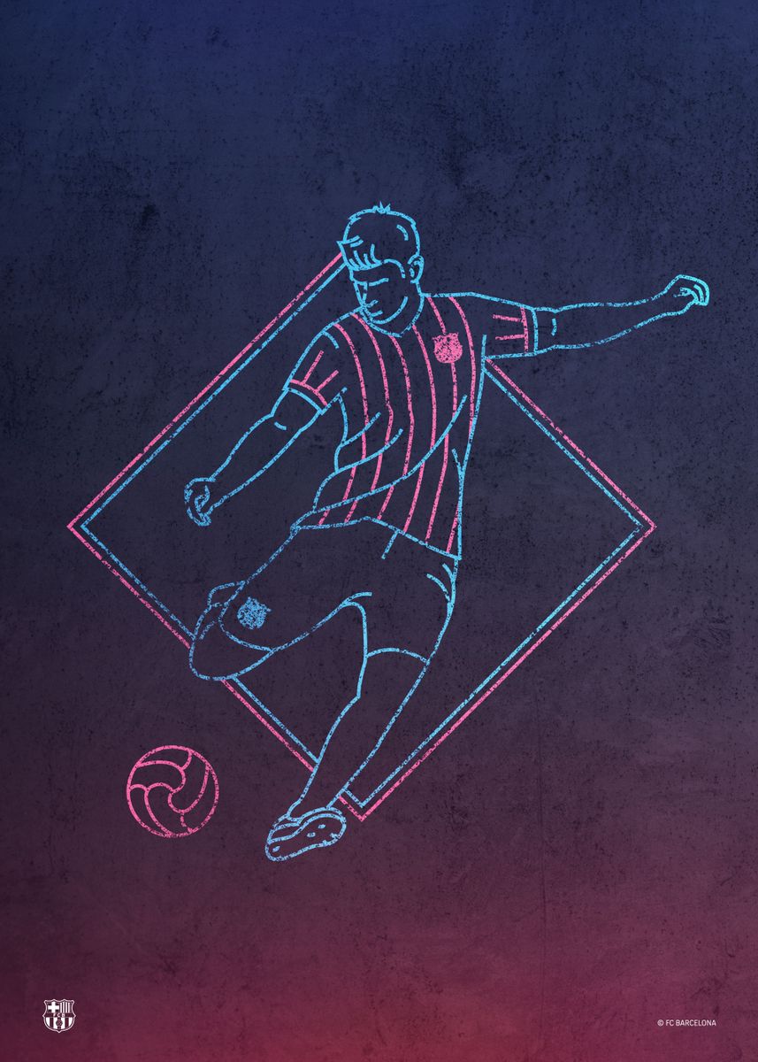 'Barca Player Neon Dark' Poster, picture, metal print, paint by Barça ...