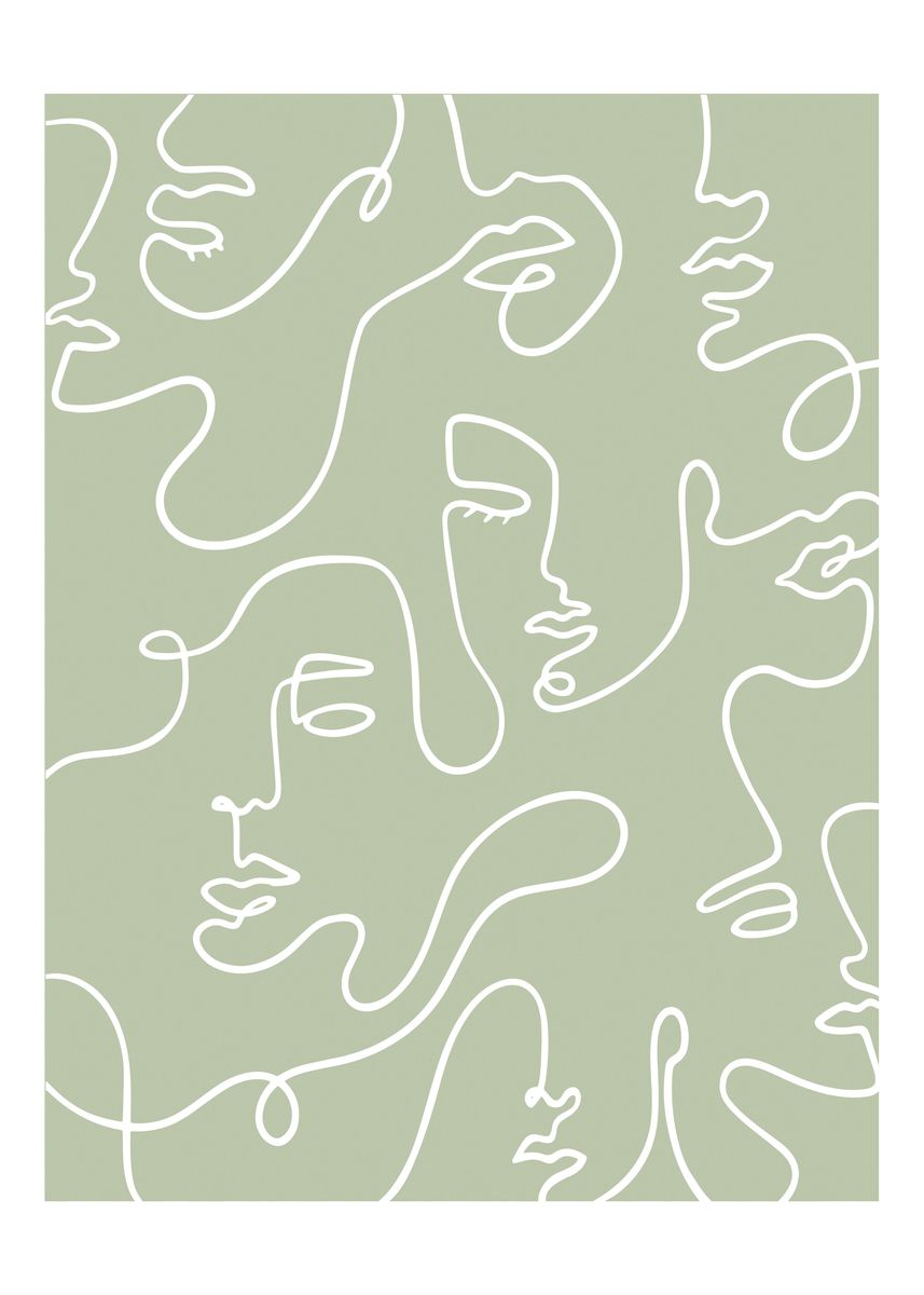 'Green Line Art ' Poster, picture, metal print, paint by Haus and Hues ...