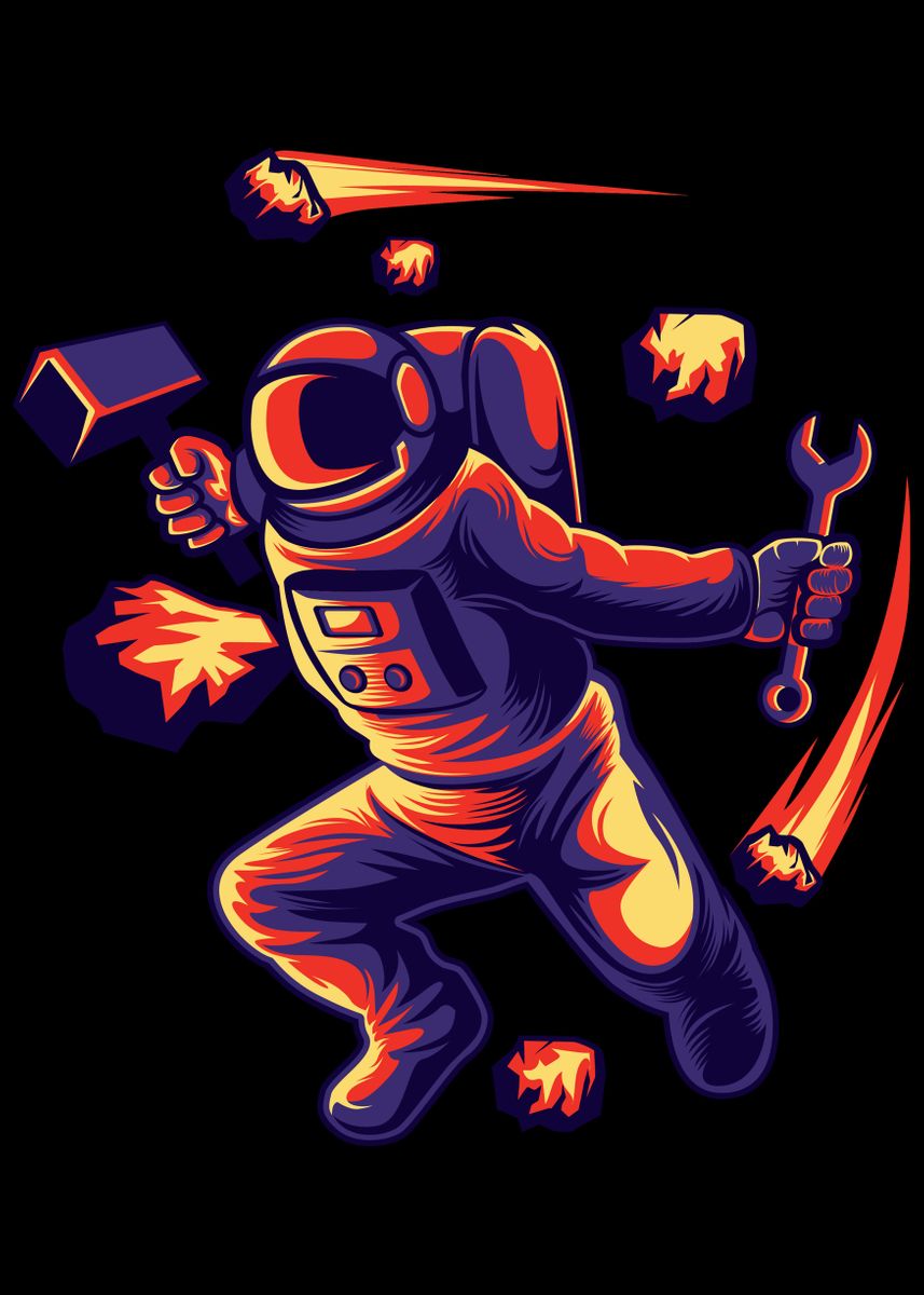 'Astronaut Block Meteor' Poster by Bui Hung cu | Displate