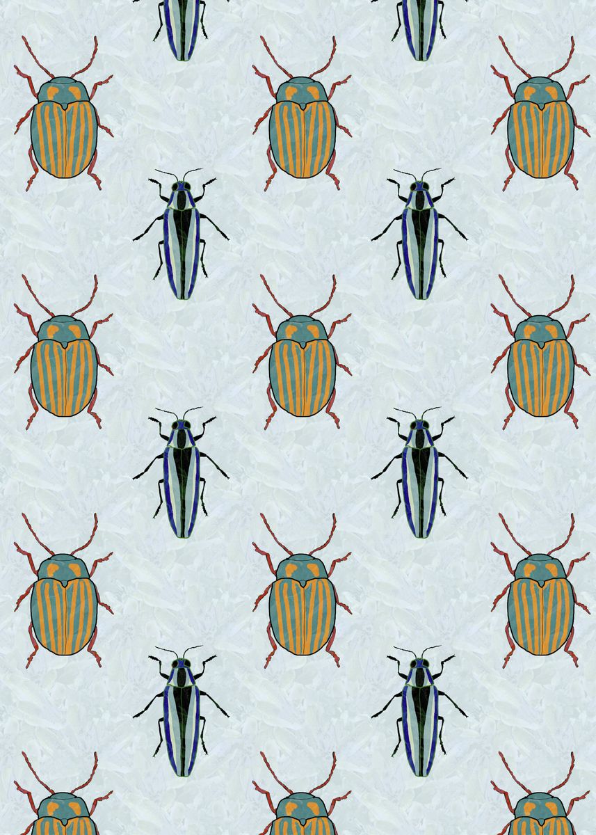 'Retro Bugs' Poster, picture, metal print, paint by Mieke Vleeracker ...