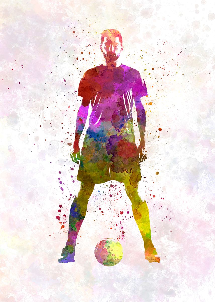 'man soccer football player' Poster, picture, metal print, paint by ...